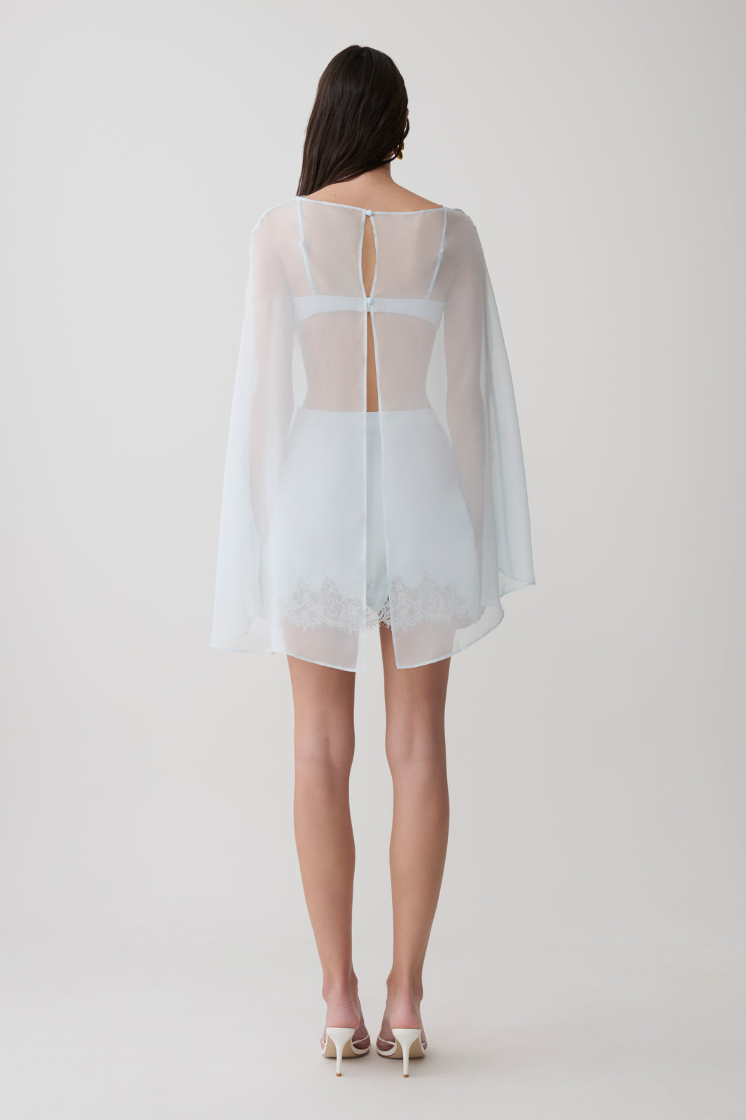 Kirstine Bralette With Chiffon Cape - Ice Blue & MESHKI