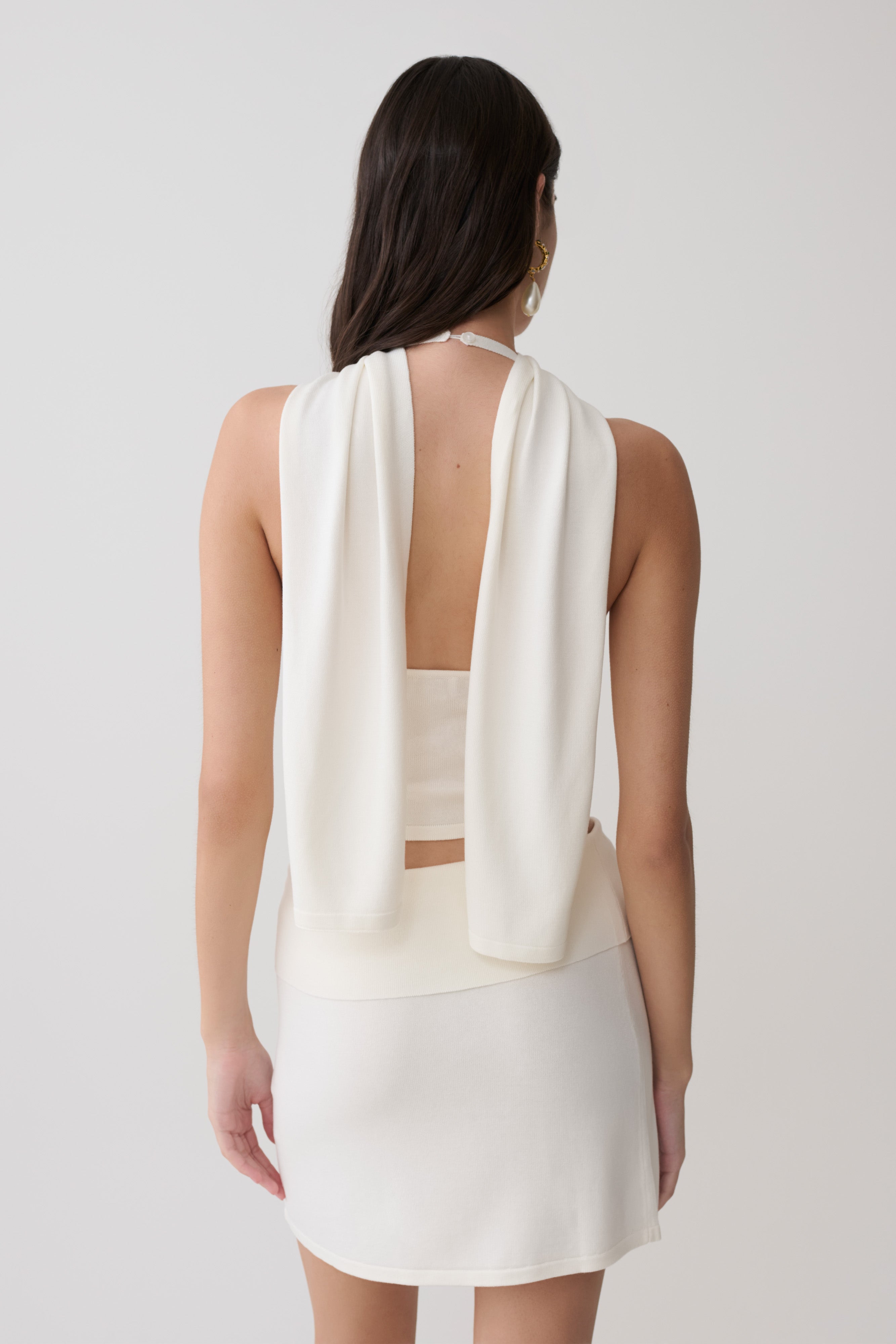 Misty Mid Rise Knit Mini Skirt - Ivory & MESHKI