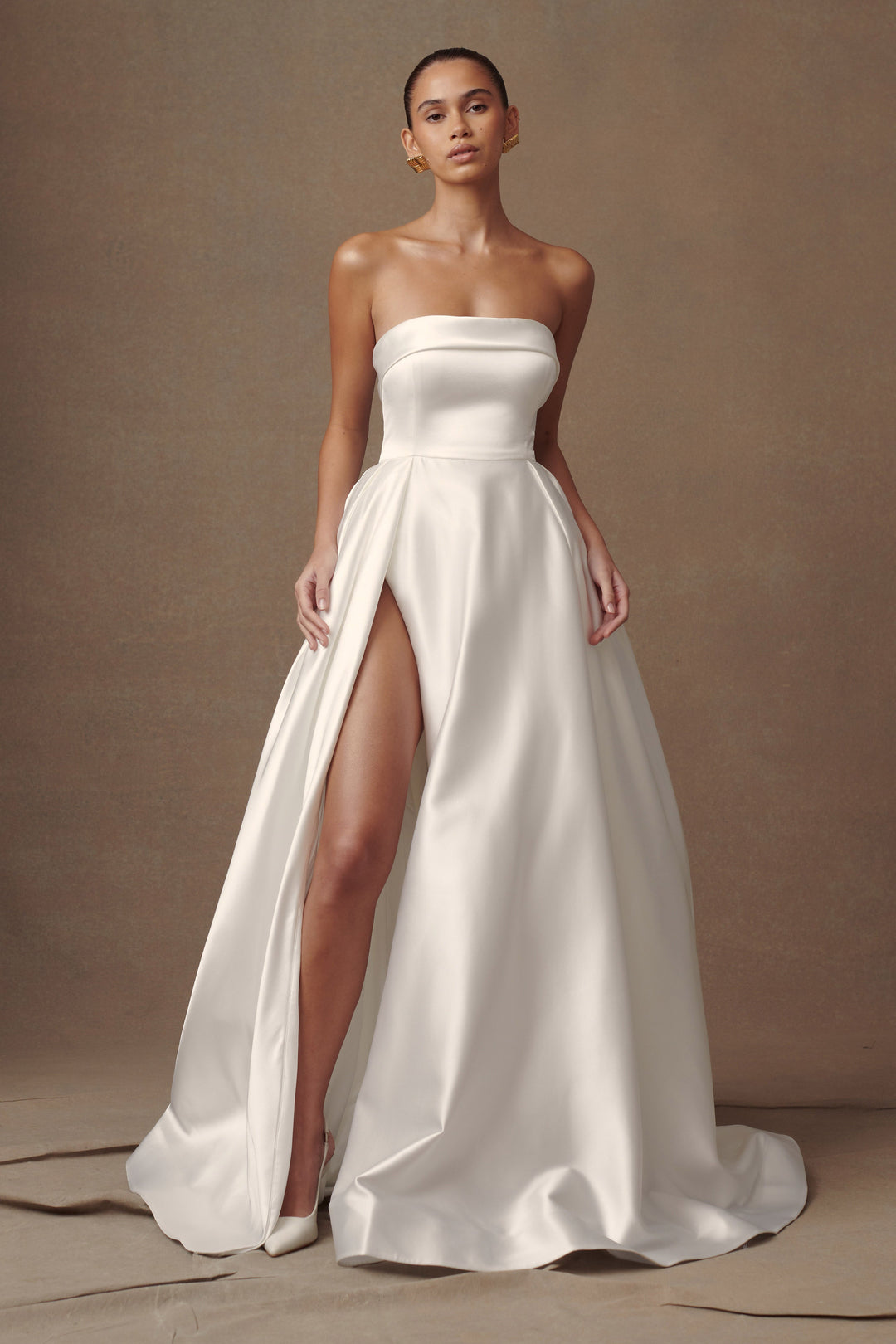 Eileen Strapless Wedding Gown - White - MESHKI