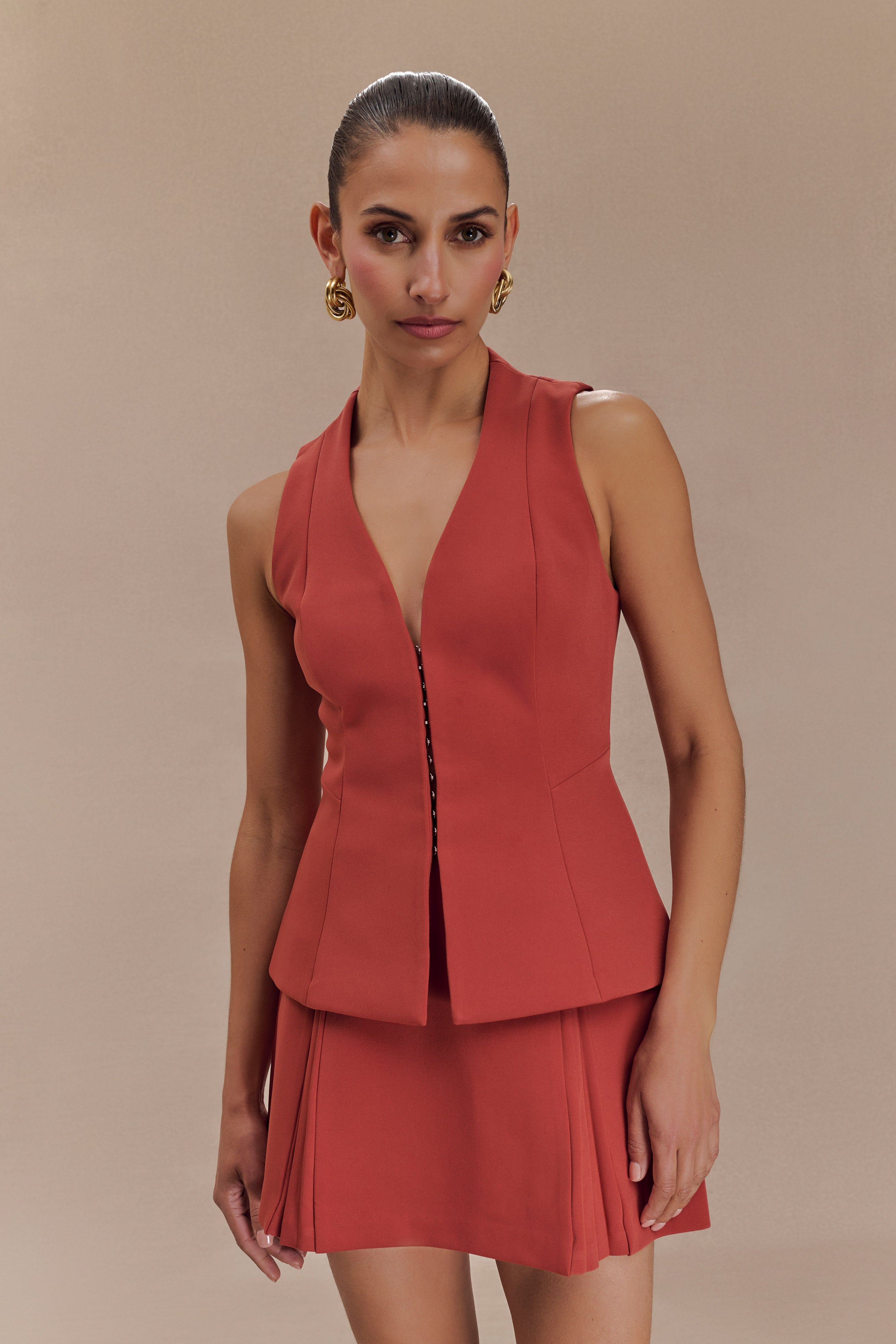 Melinda Structured Vest Top - Chilli & MESHKI