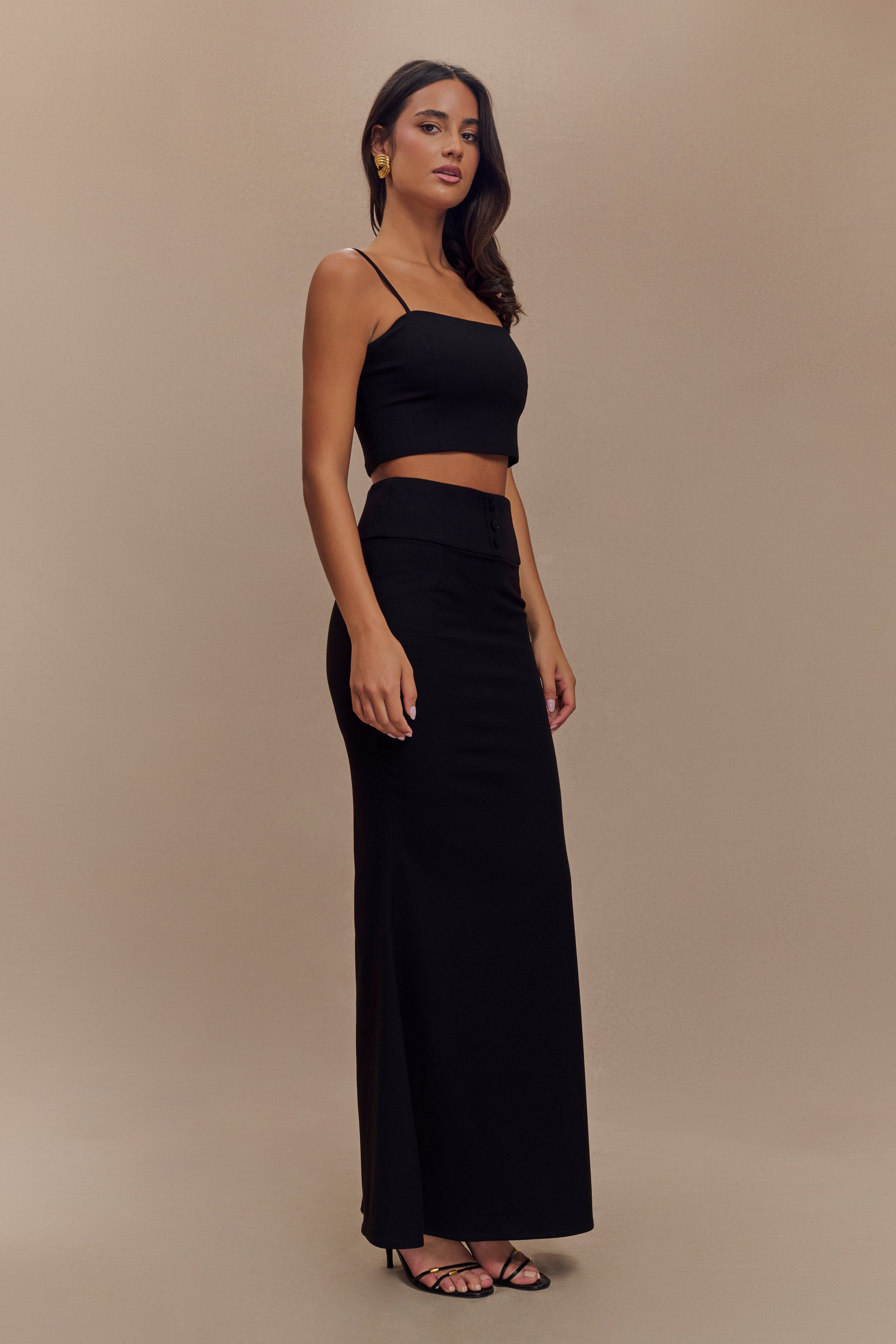 Grace Suiting Crop Top - Black & MESHKI