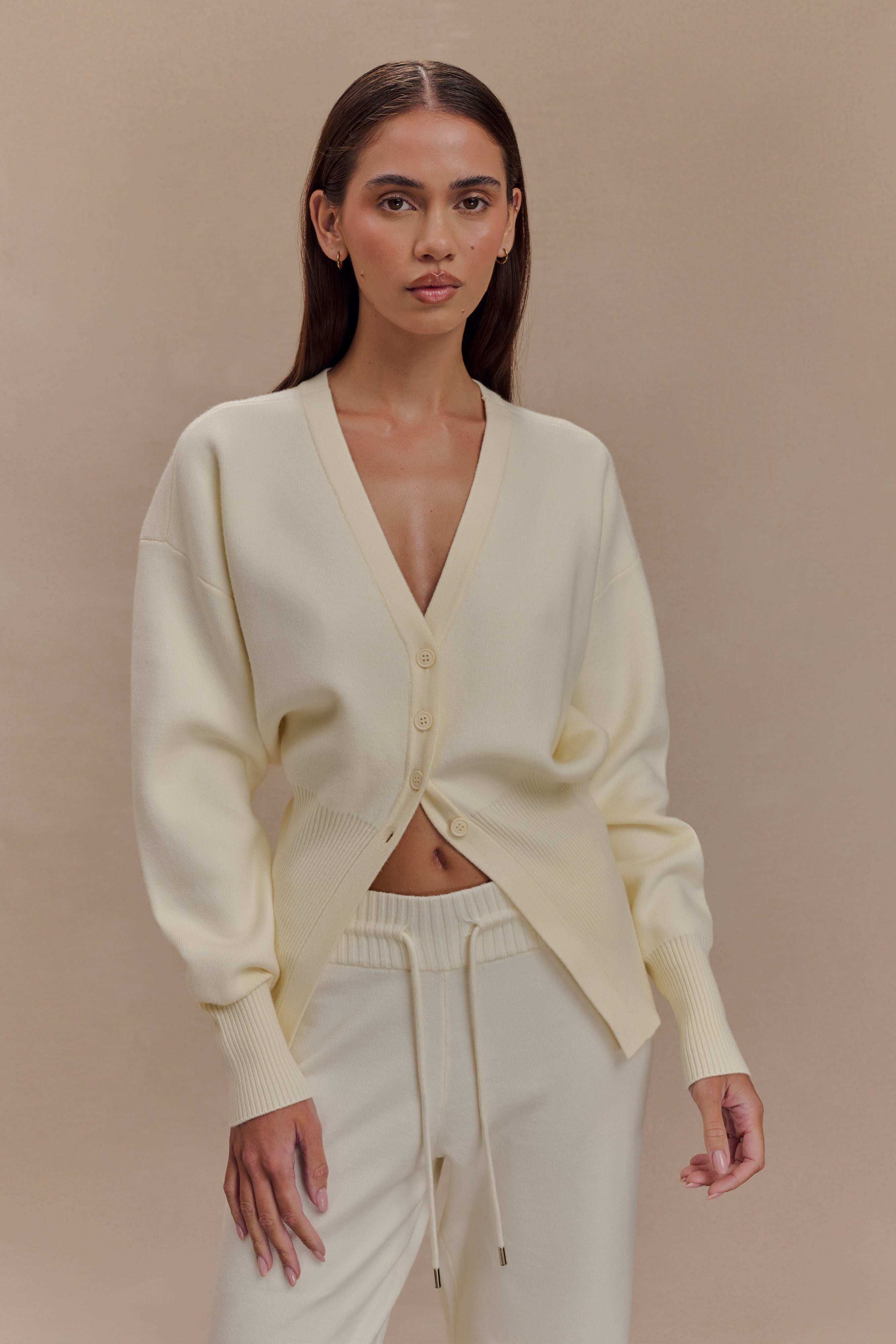 Alexia Buttoned Oversized Cardigan - Ivory & MESHKI