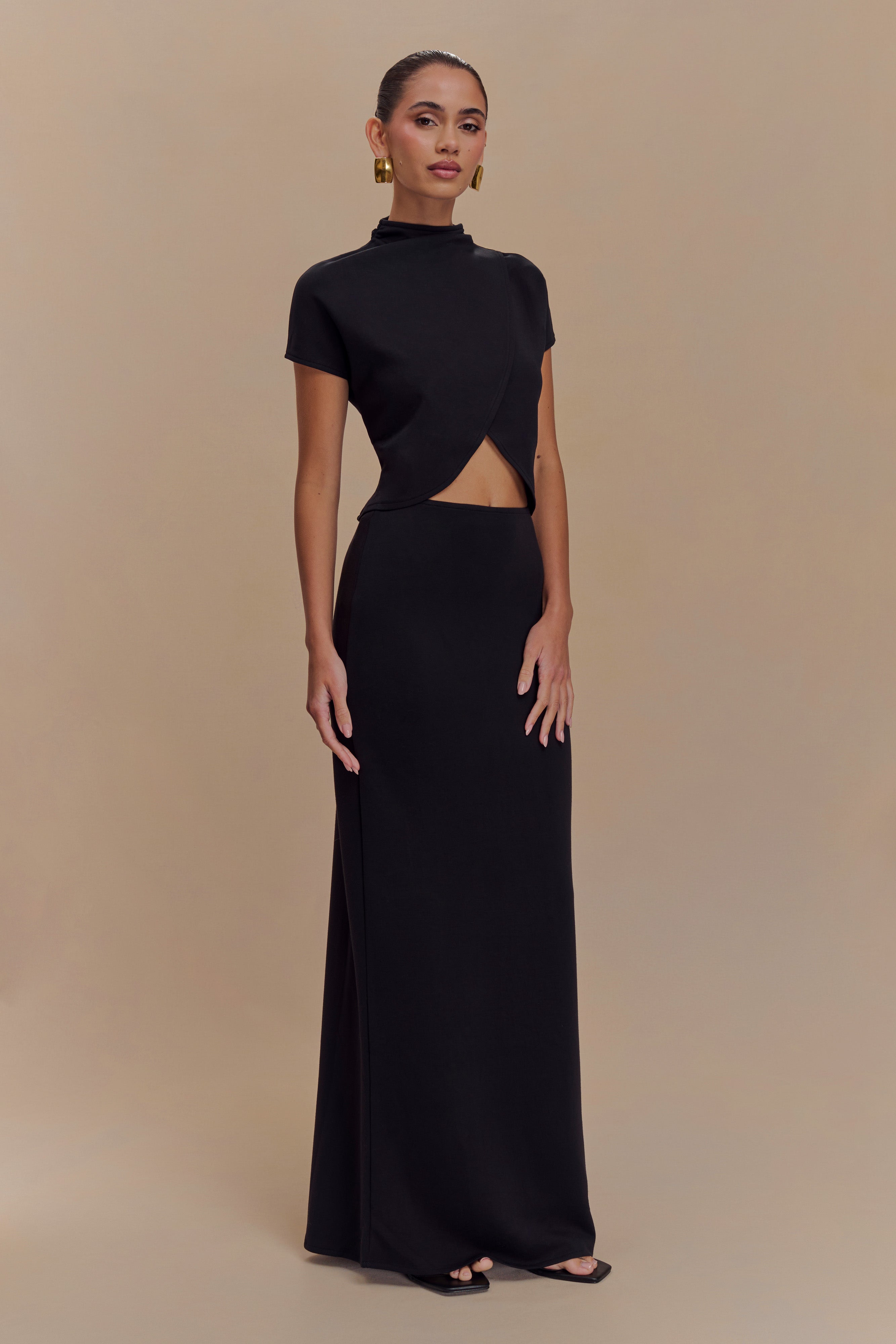 Eris Scuba Jersey Maxi Skirt - Black & MESHKI