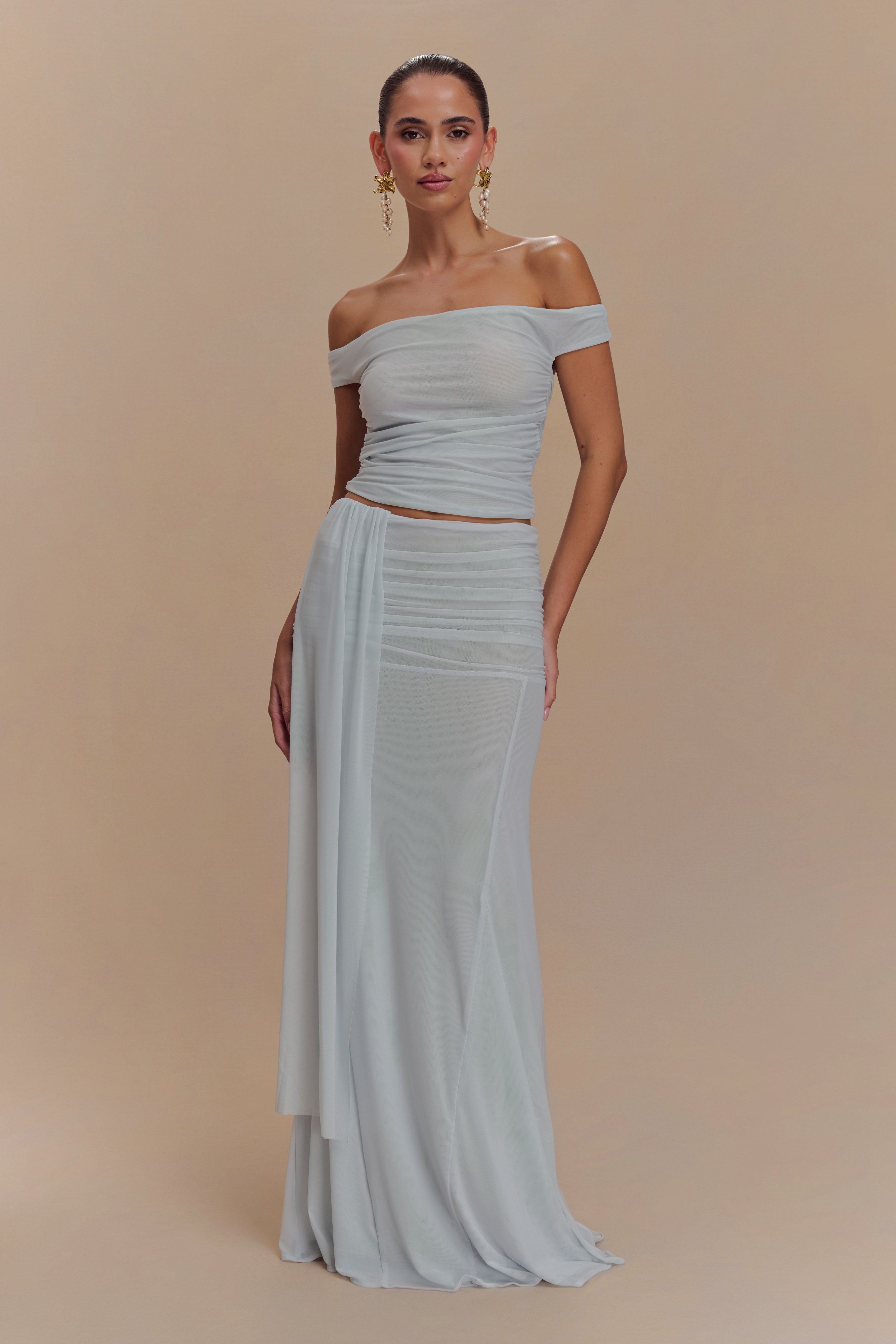 Arna Mesh Maxi Skirt - Pale Blue & MESHKI