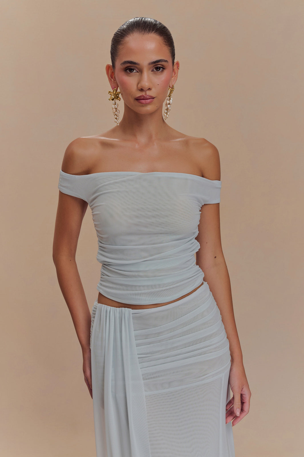Arna Mesh Maxi Skirt - Pale Blue & MESHKI