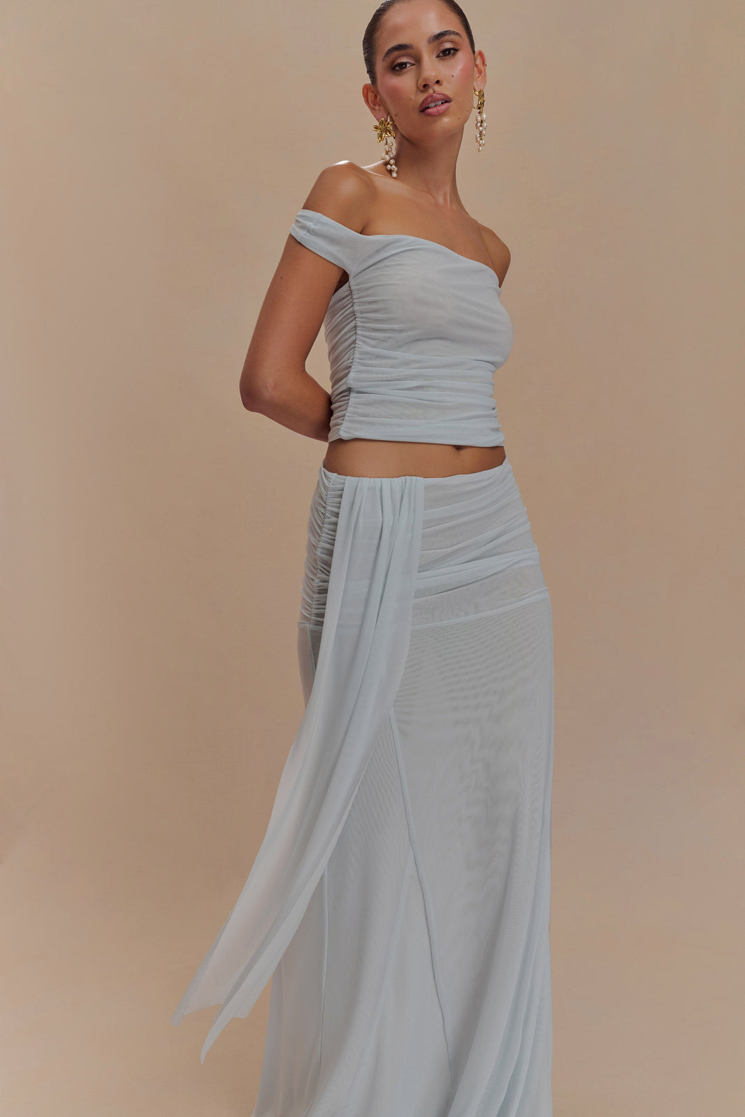 Brooklyn Mesh Crop Top - Pale Blue & MESHKI
