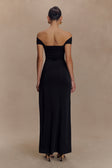 Aurora Slinky And Mesh Split Maxi Dress - Black & MESHKI