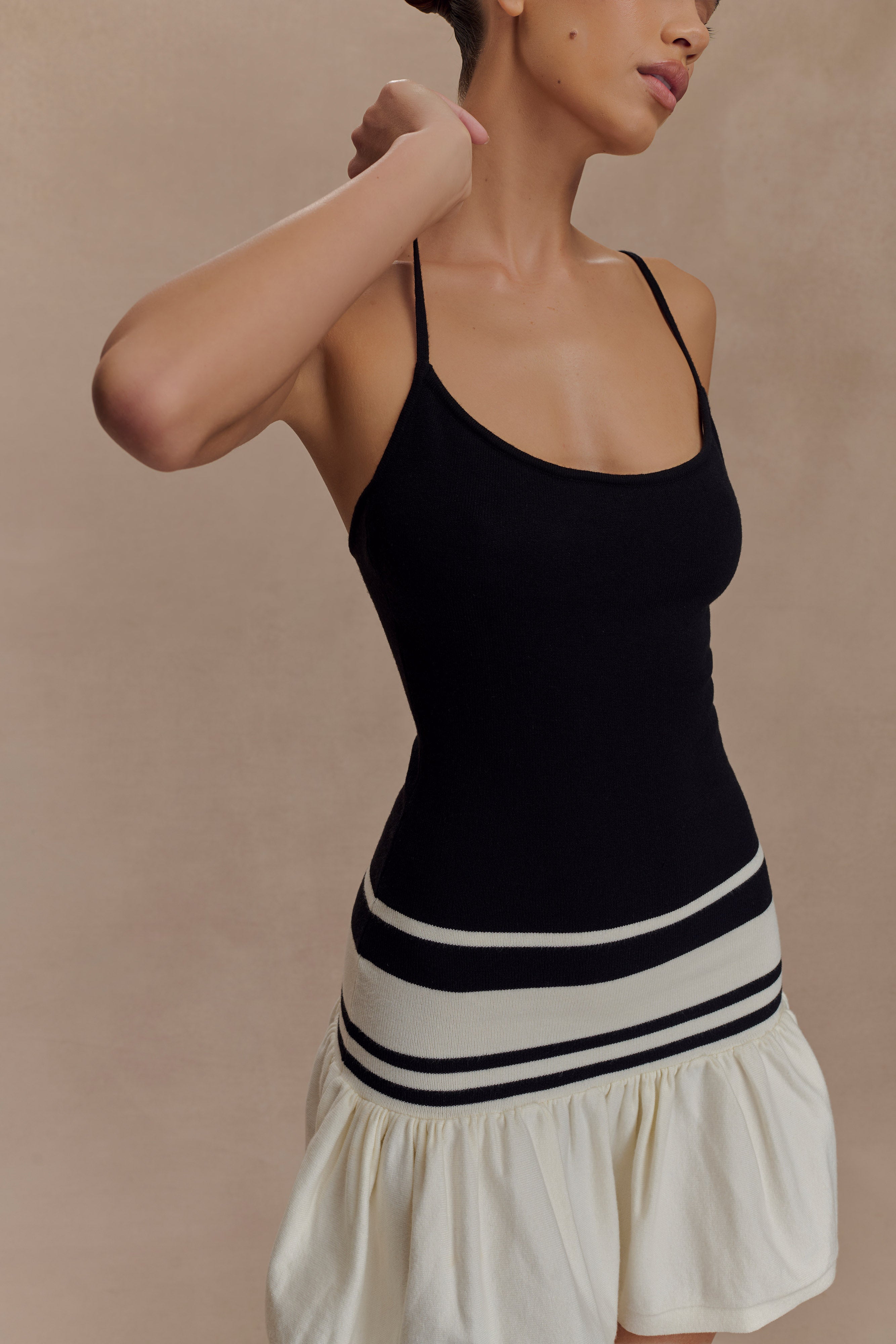 Ellison Contrast Knit Mini Dress - Black/White & MESHKI