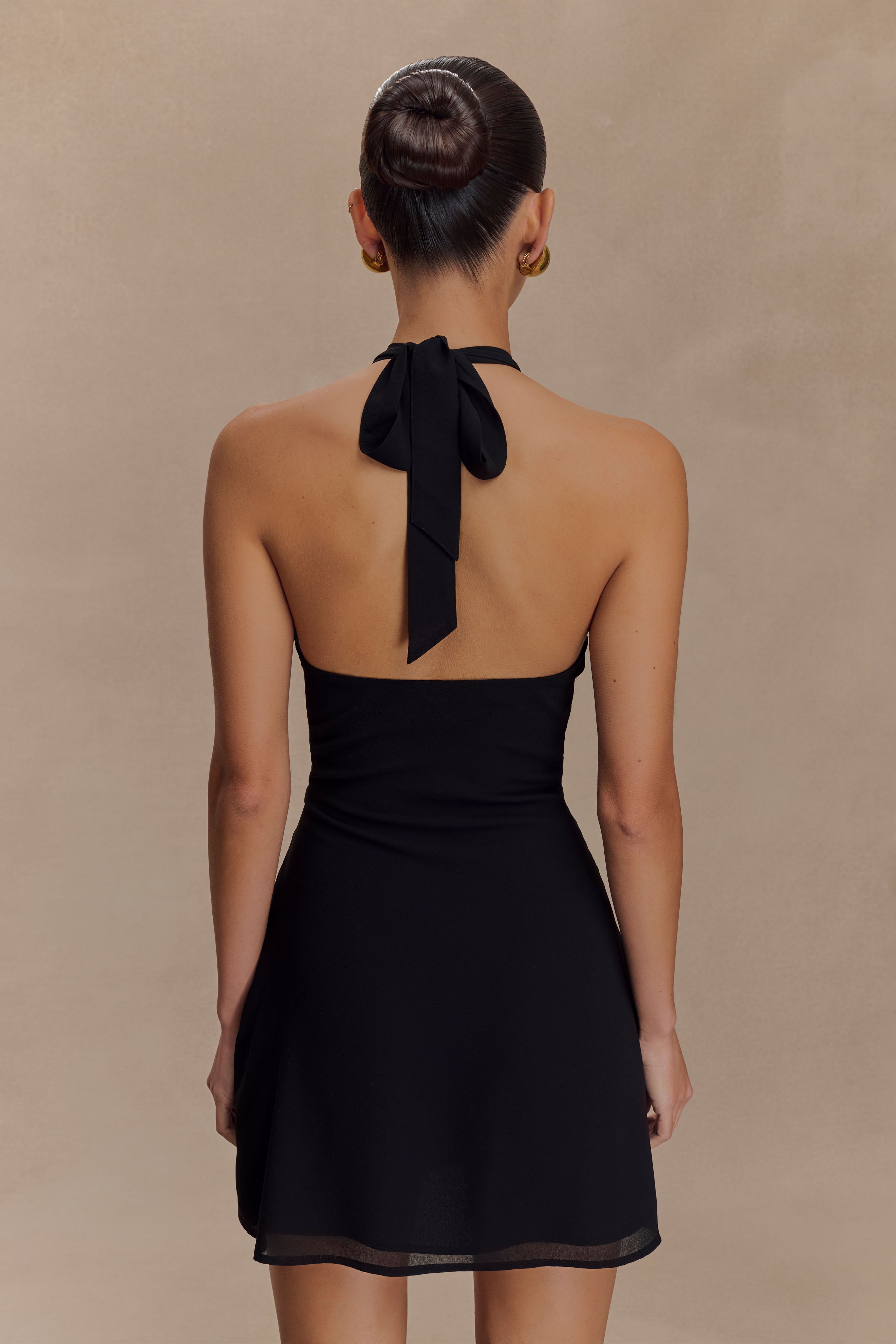 Malakhai Chiffon Halter Mini Dress - Black & MESHKI