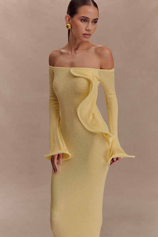 Sandrine Off Shoulder Knit Maxi Dress - Lemon & MESHKI