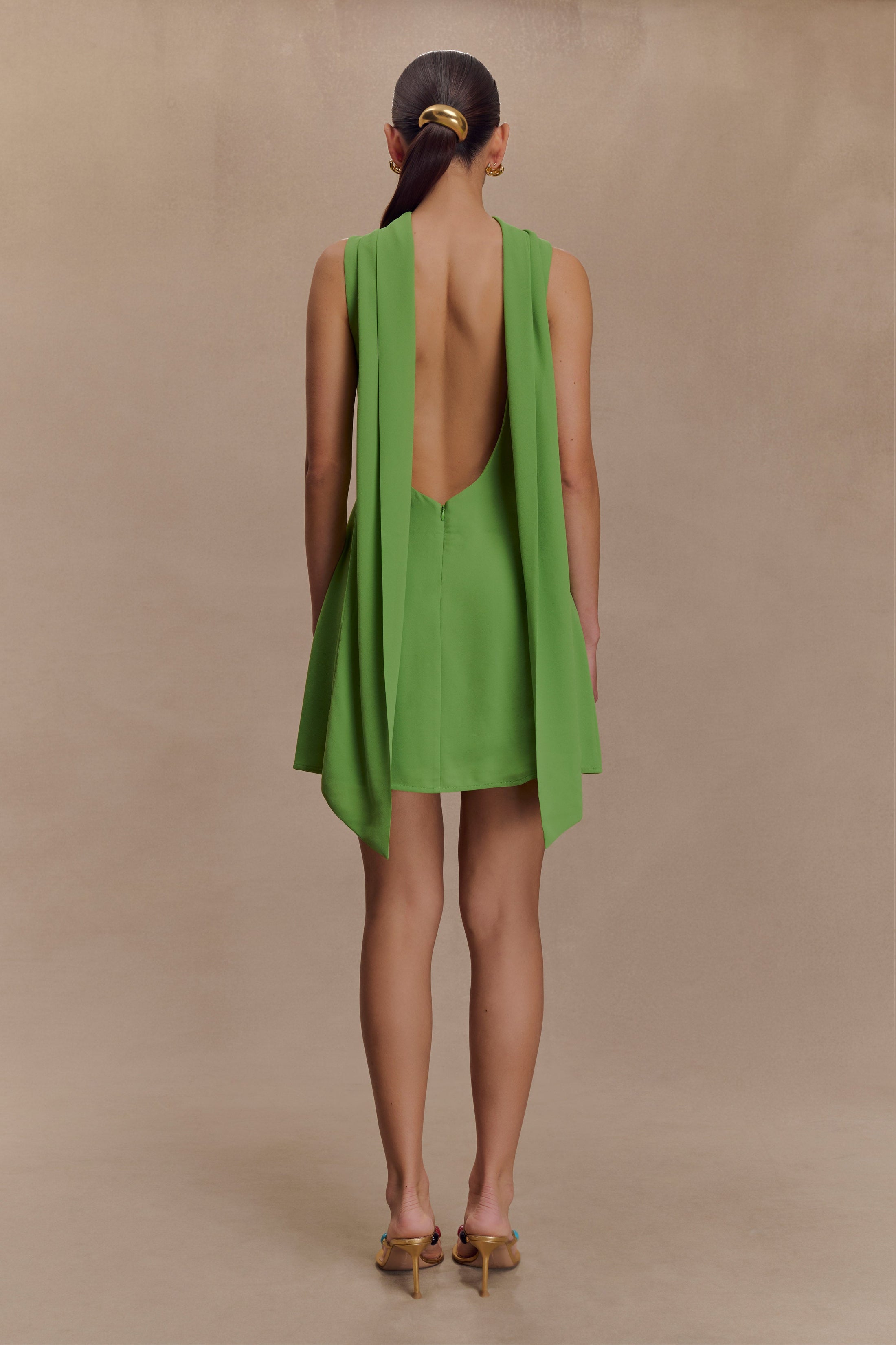 Wynter Scarf Draped Mini Dress - Green & MESHKI