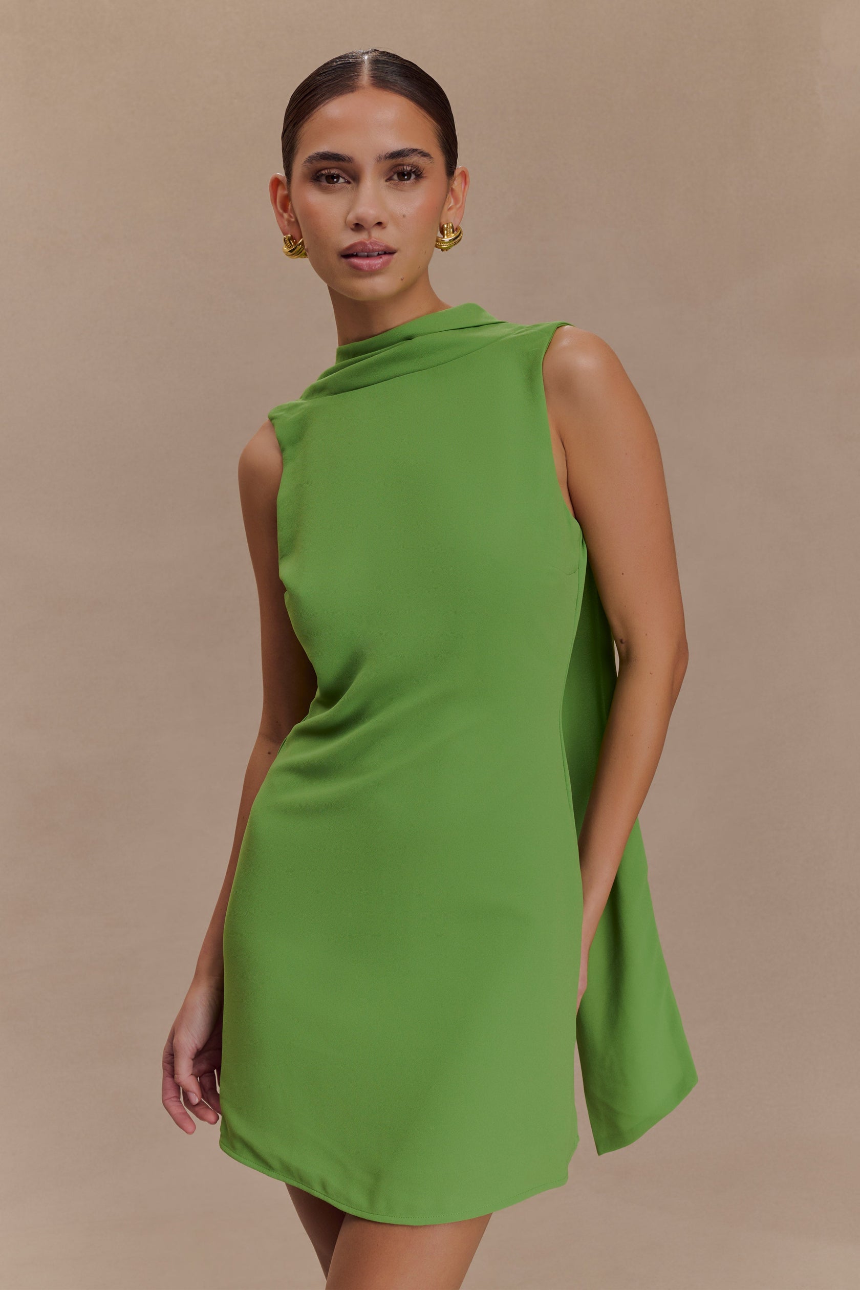 Wynter Scarf Draped Mini Dress - Green & MESHKI