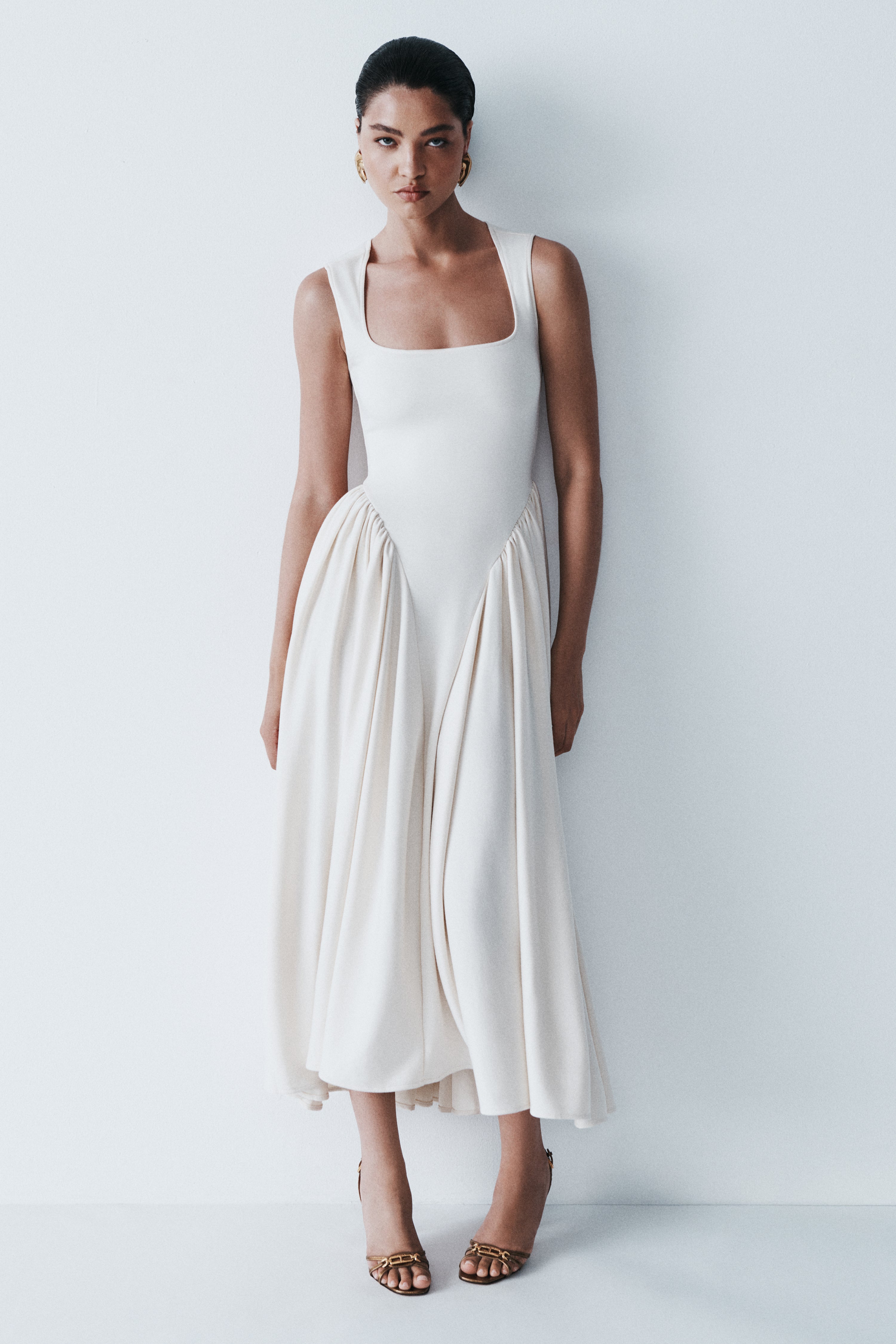 Sharon Scuba Jersey Midi Dress - Ivory & MESHKI