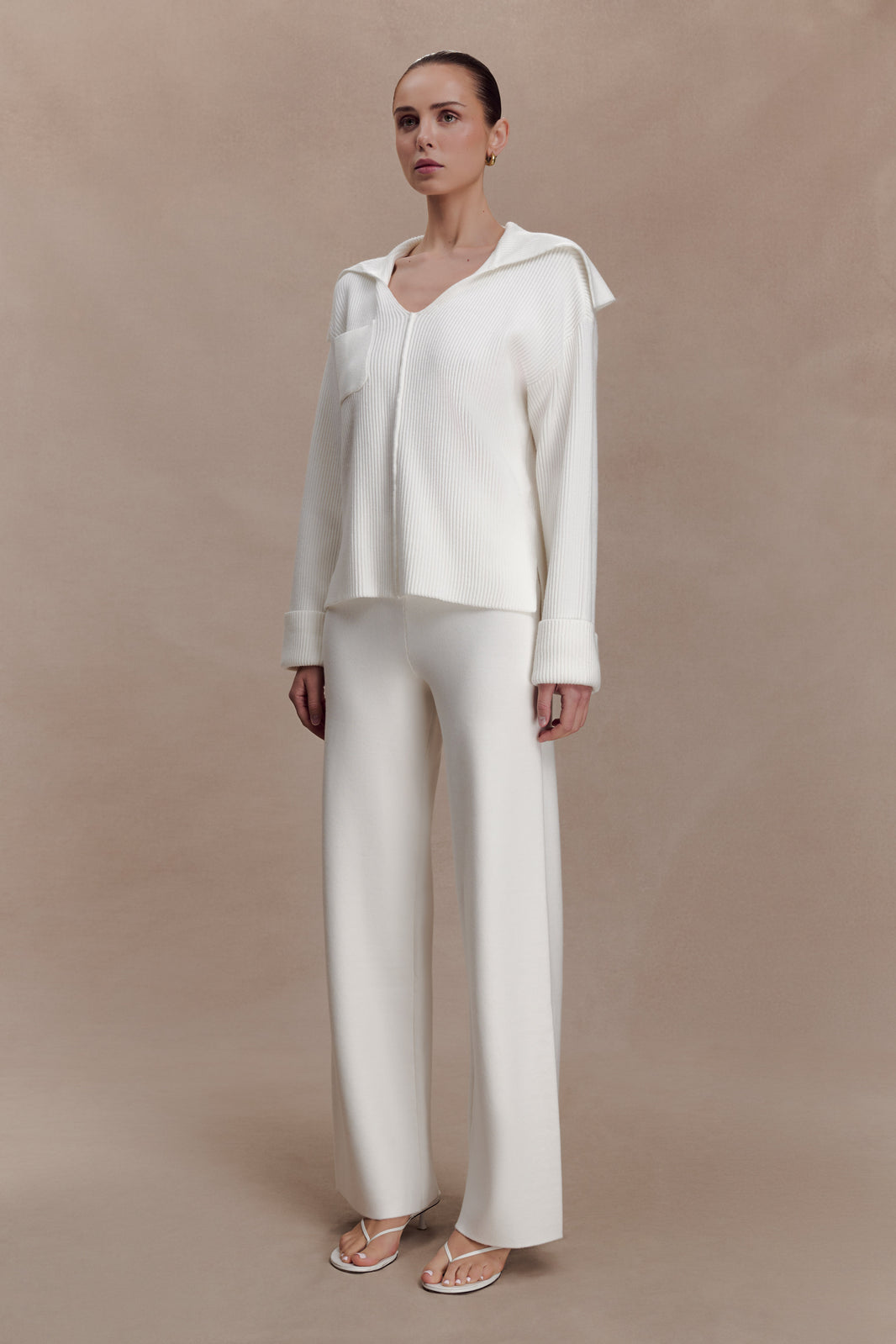 Kerrymae Straight Leg Knit Pants - Off White & MESHKI