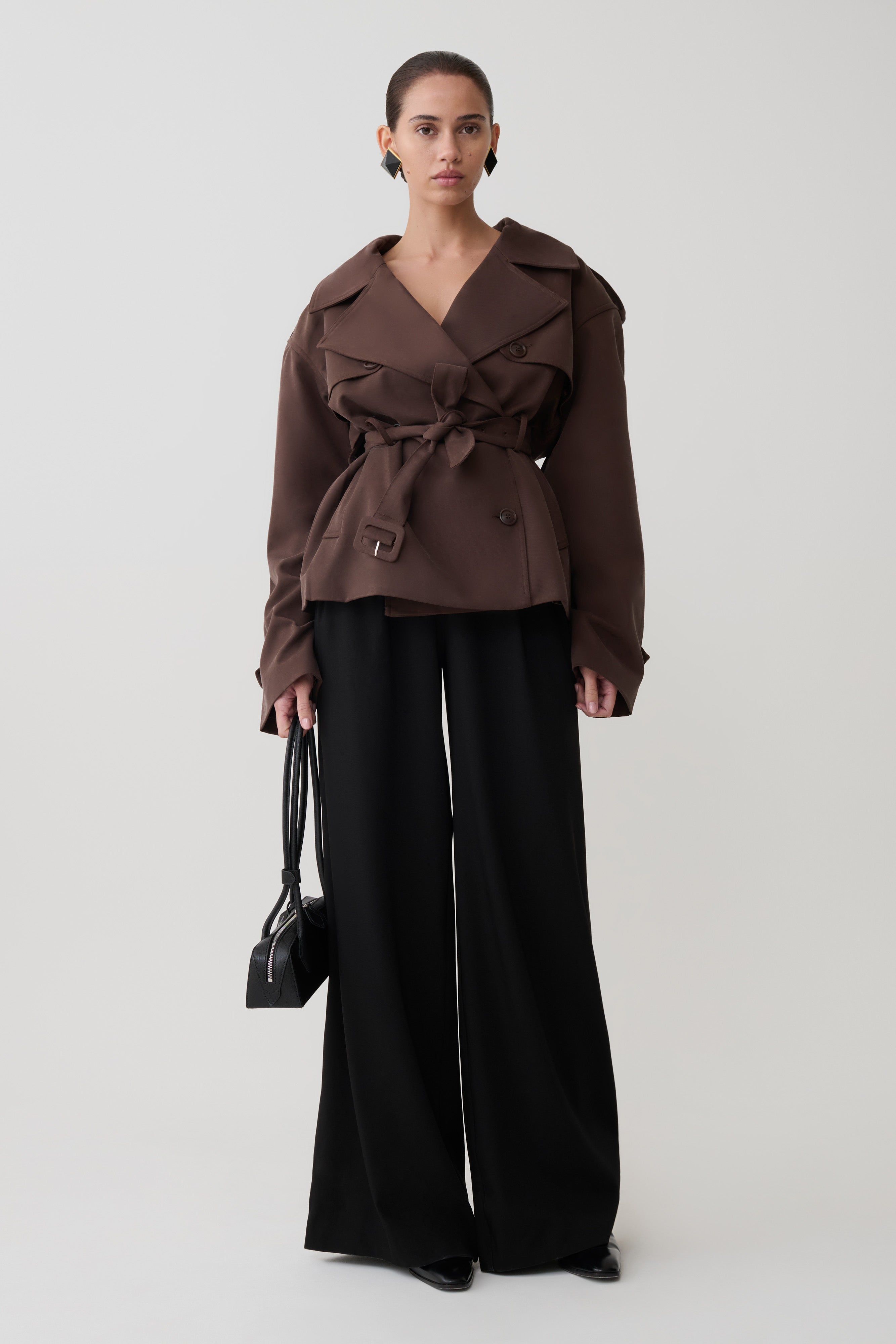 Alden Short Trench Jacket - Chocolate & MESHKI
