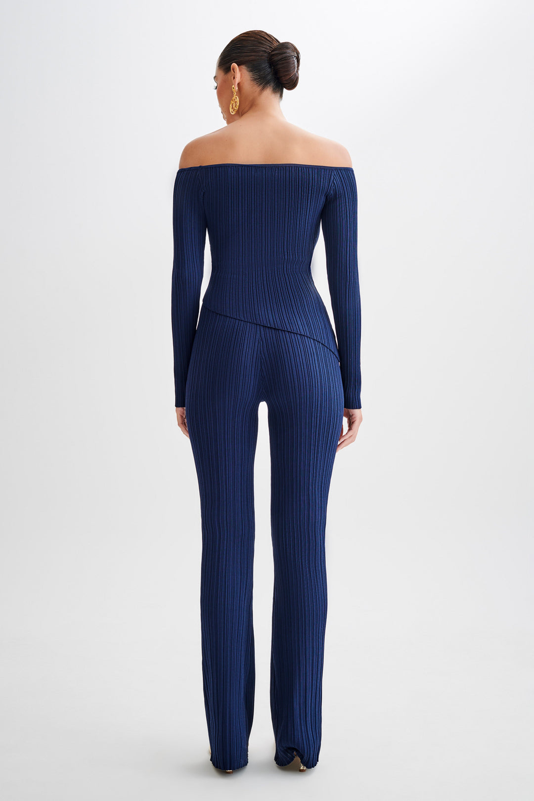 Chiara Straight Leg Rib Knit Pant - Navy - MESHKI