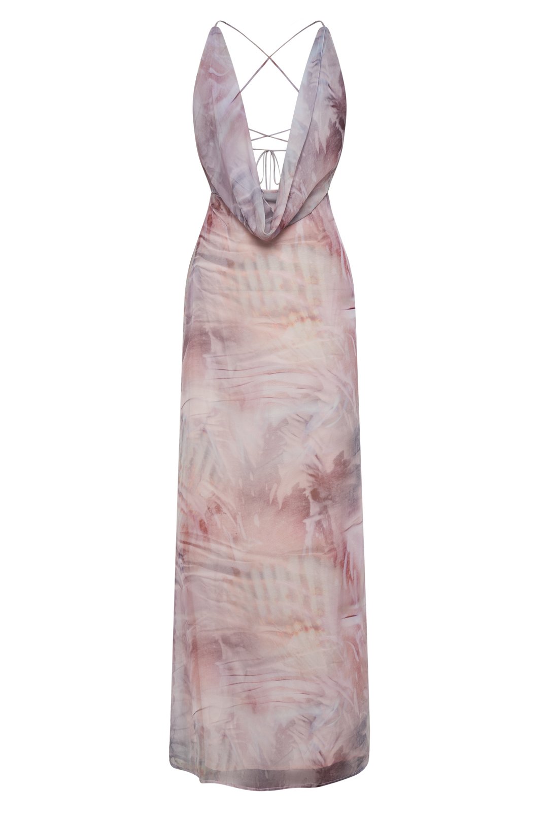 Attina Cowl Chiffon Maxi Dress - Mermaid Shell Print- MESHKI