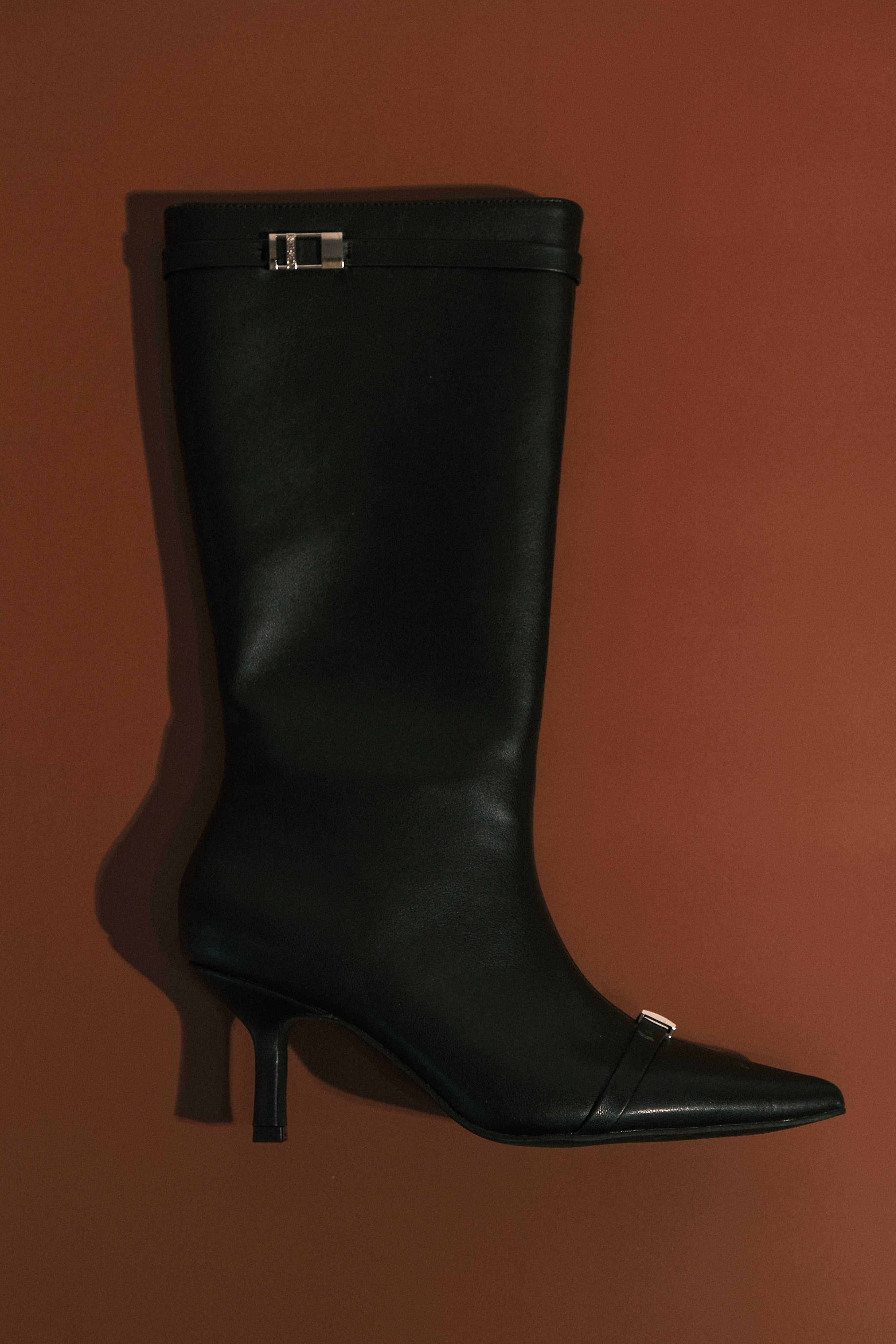 Astra Faux Leather Buckle Boot - Black & MESHKI