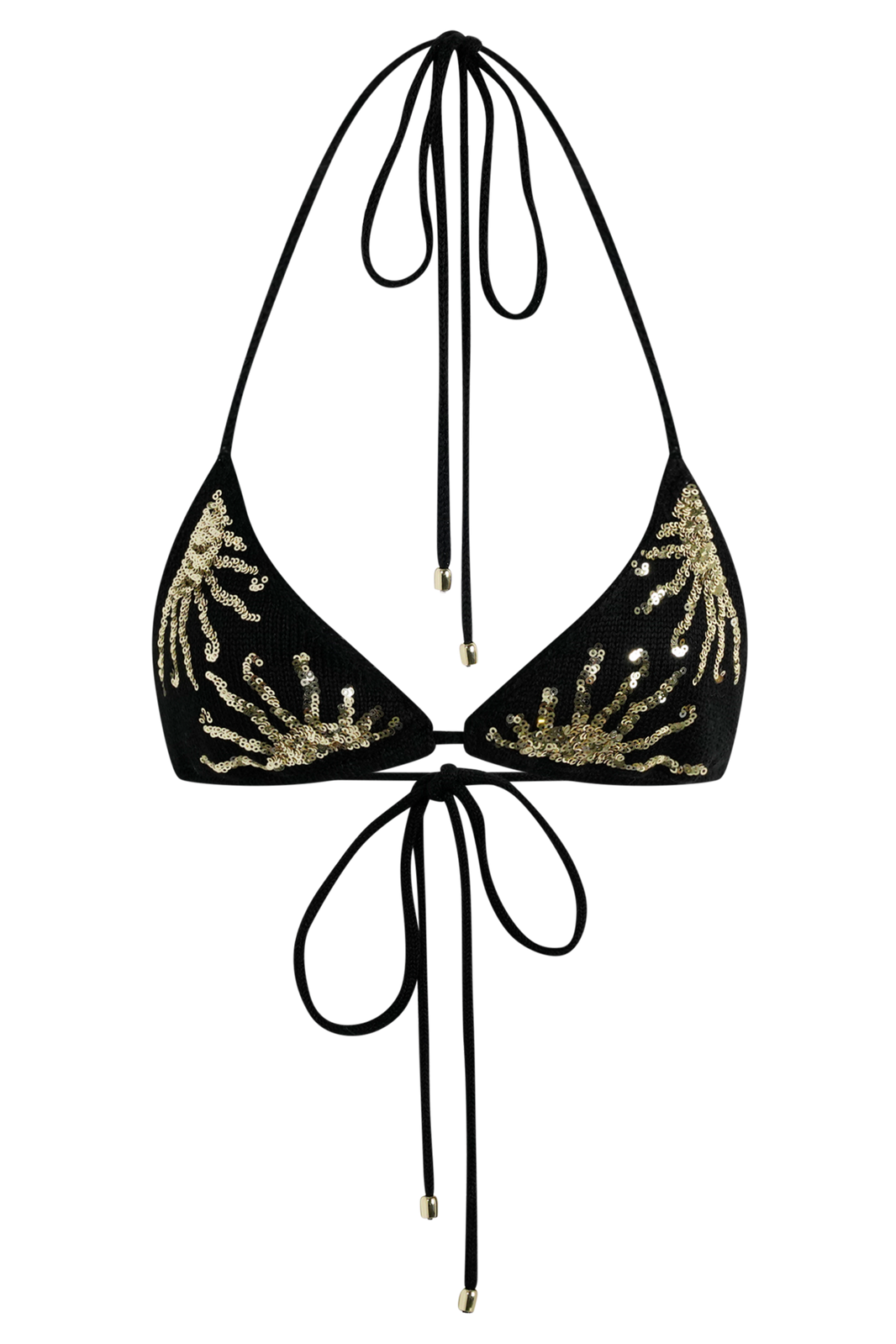 Huntleigh Crochet Bikini Bottom - Black & Gold Sunshine Print & MESHKI