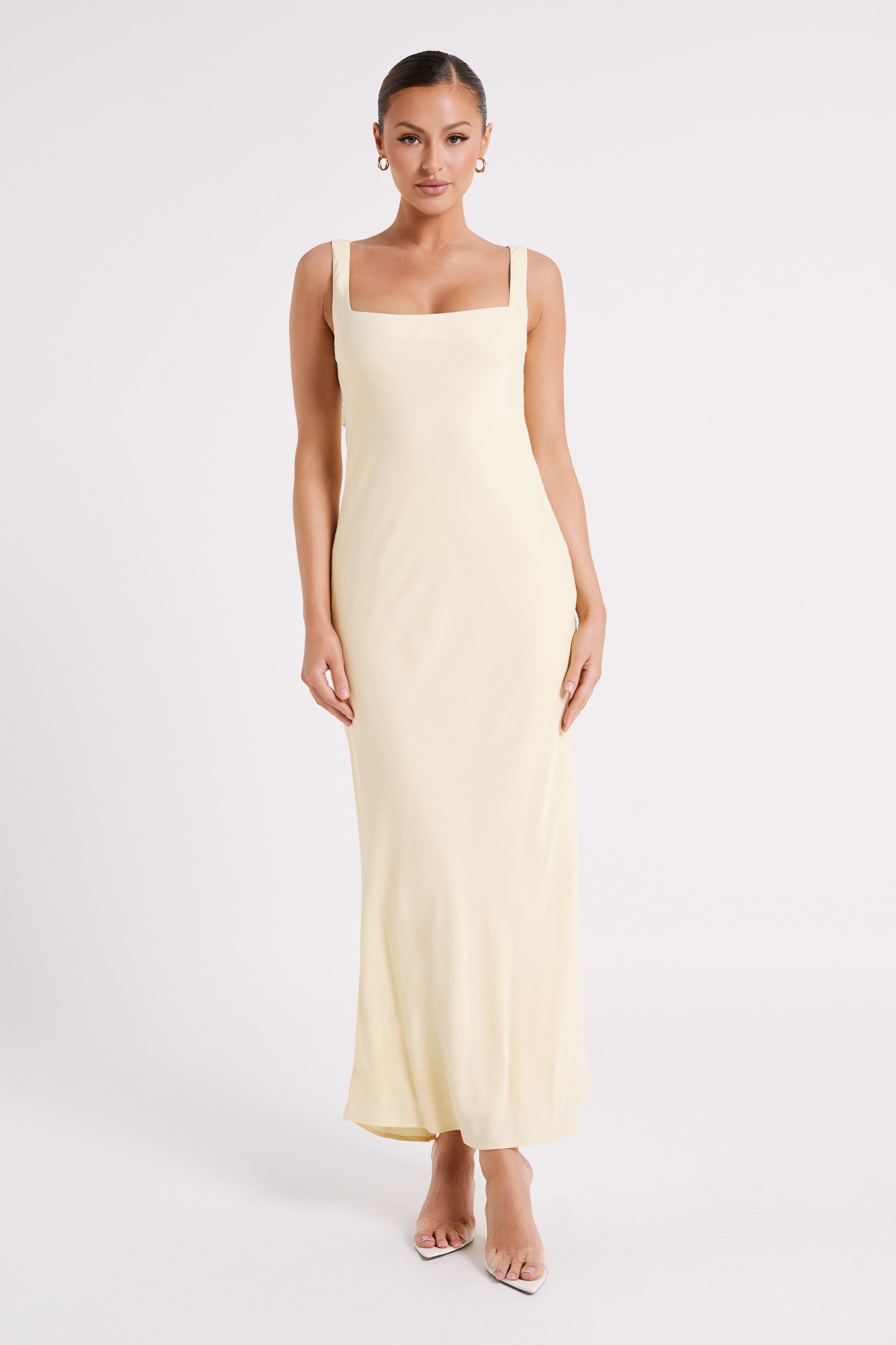 Ensley Satin Maxi Dress - Light Yellow - MESHKI