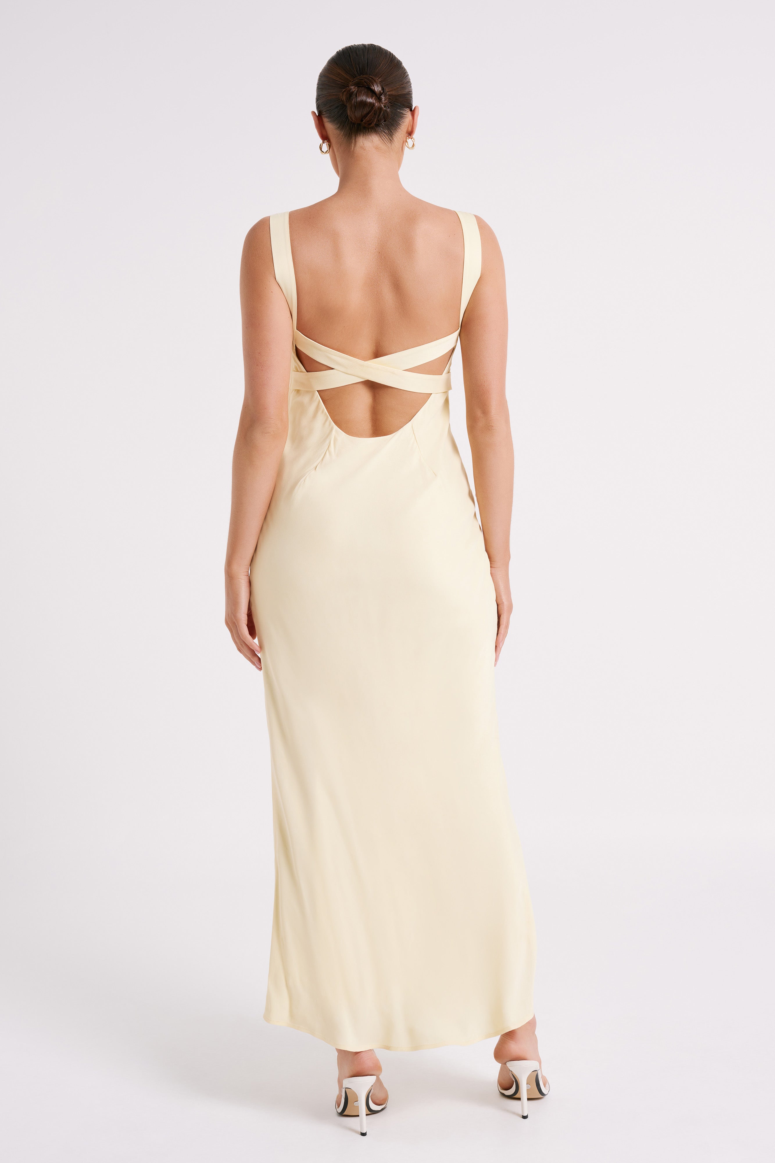 Ensley Satin Maxi Dress - Light Yellow - MESHKI