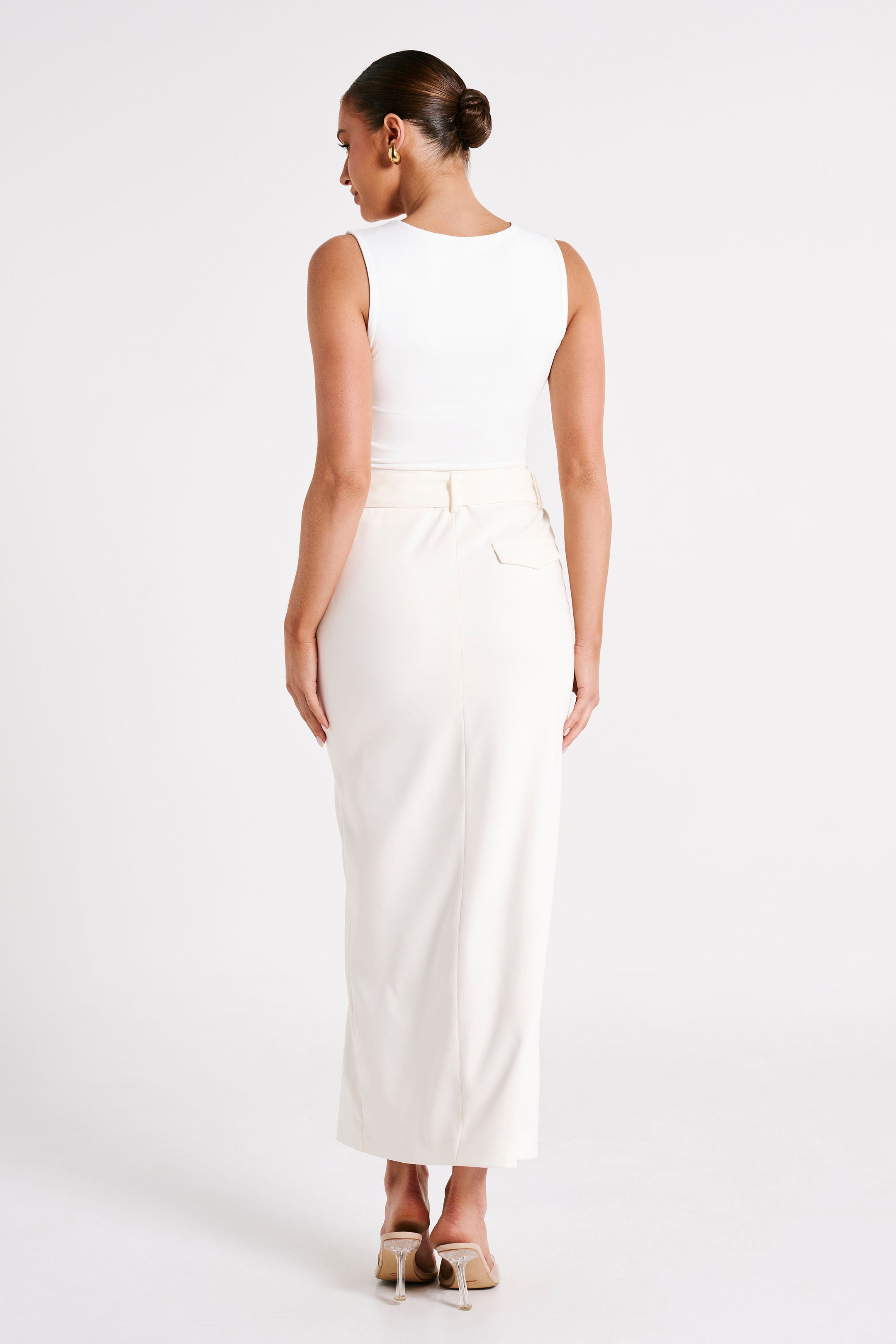 Linley Recycled Nylon Long Line Top - White - MESHKI